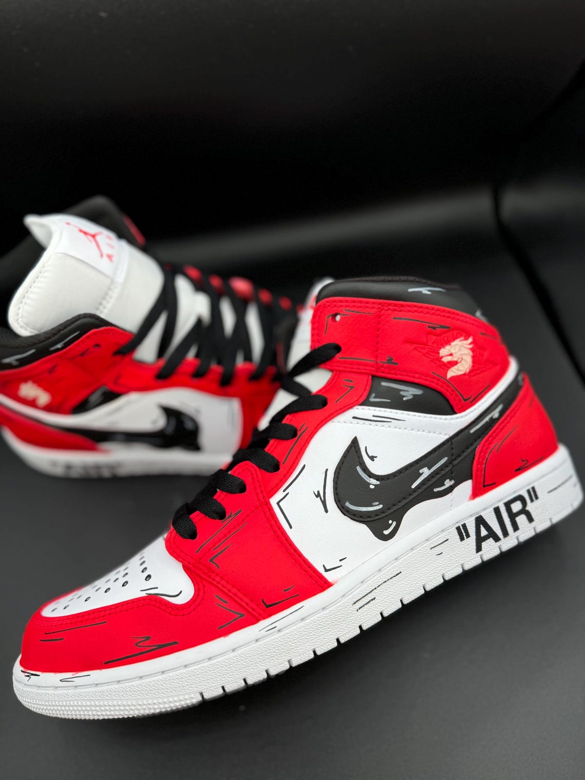 Red Cartoon Drip Jordan 1s - Etsy