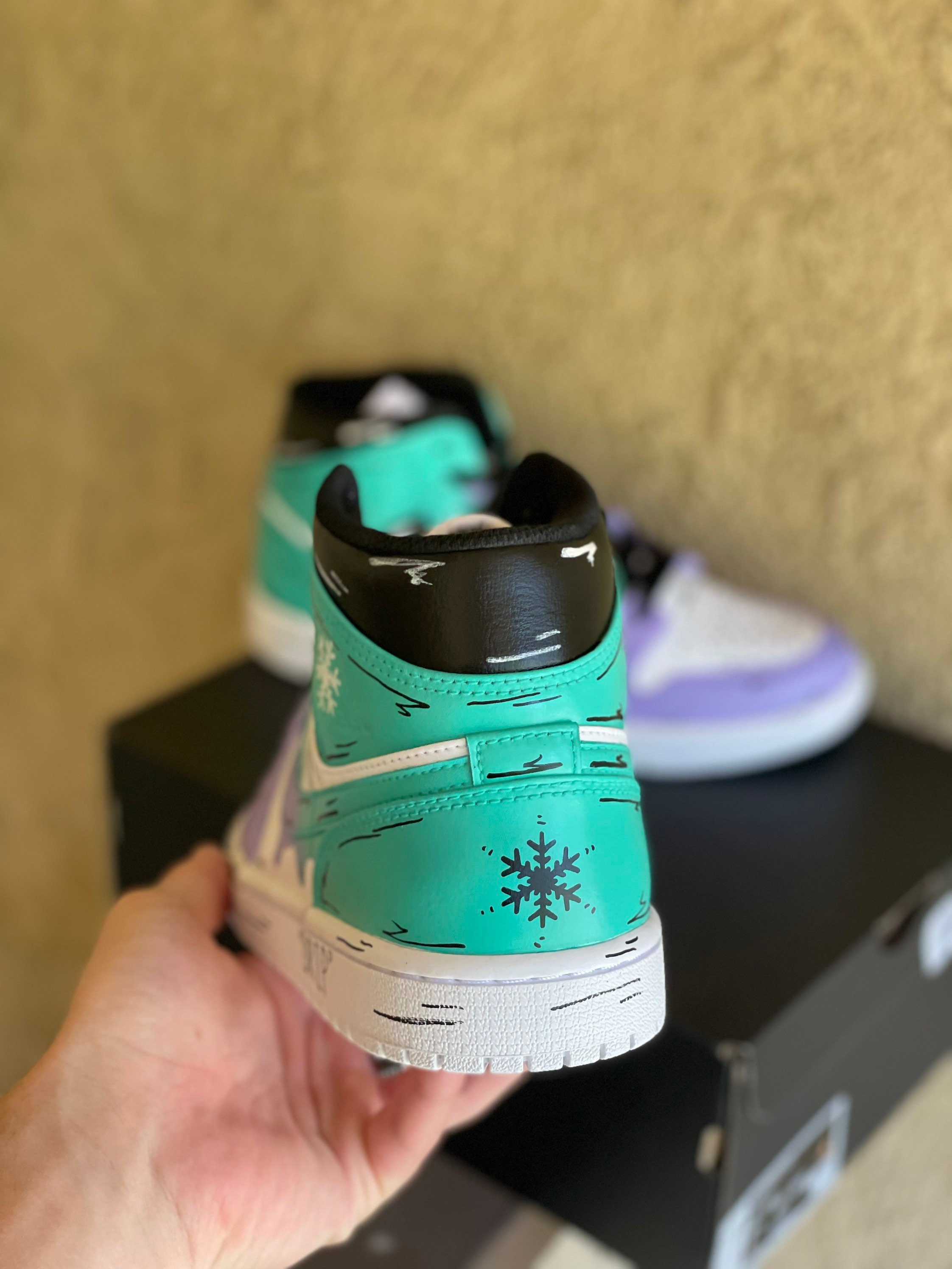 Purple to Light Blue Cartoon Drip Jordan 1s - Etsy