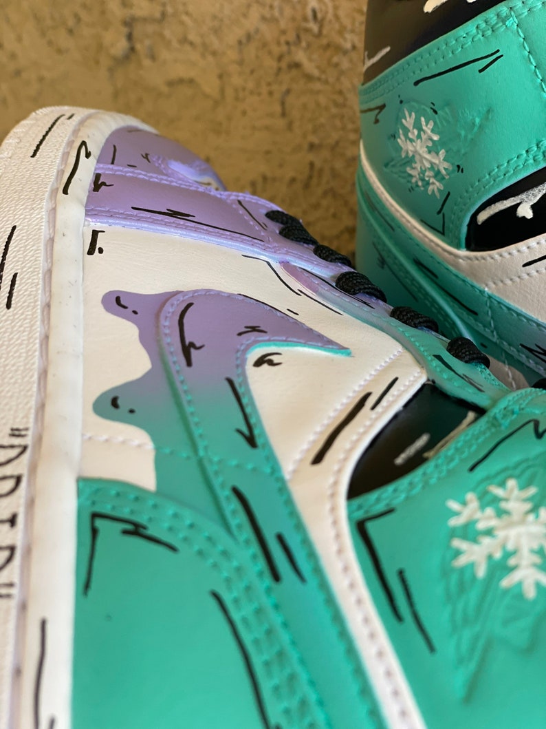 Purple to Light Blue Cartoon Drip Jordan 1s - Etsy