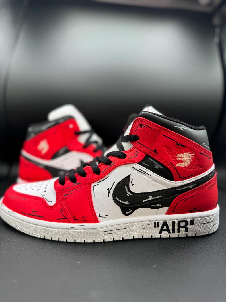 Red Cartoon Drip Jordan 1s - Etsy