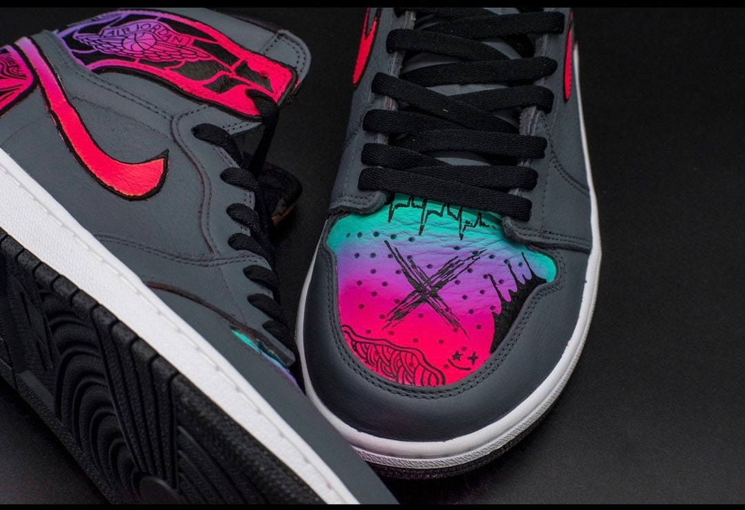 Custom Grey Doodle Jordan 1s - Etsy