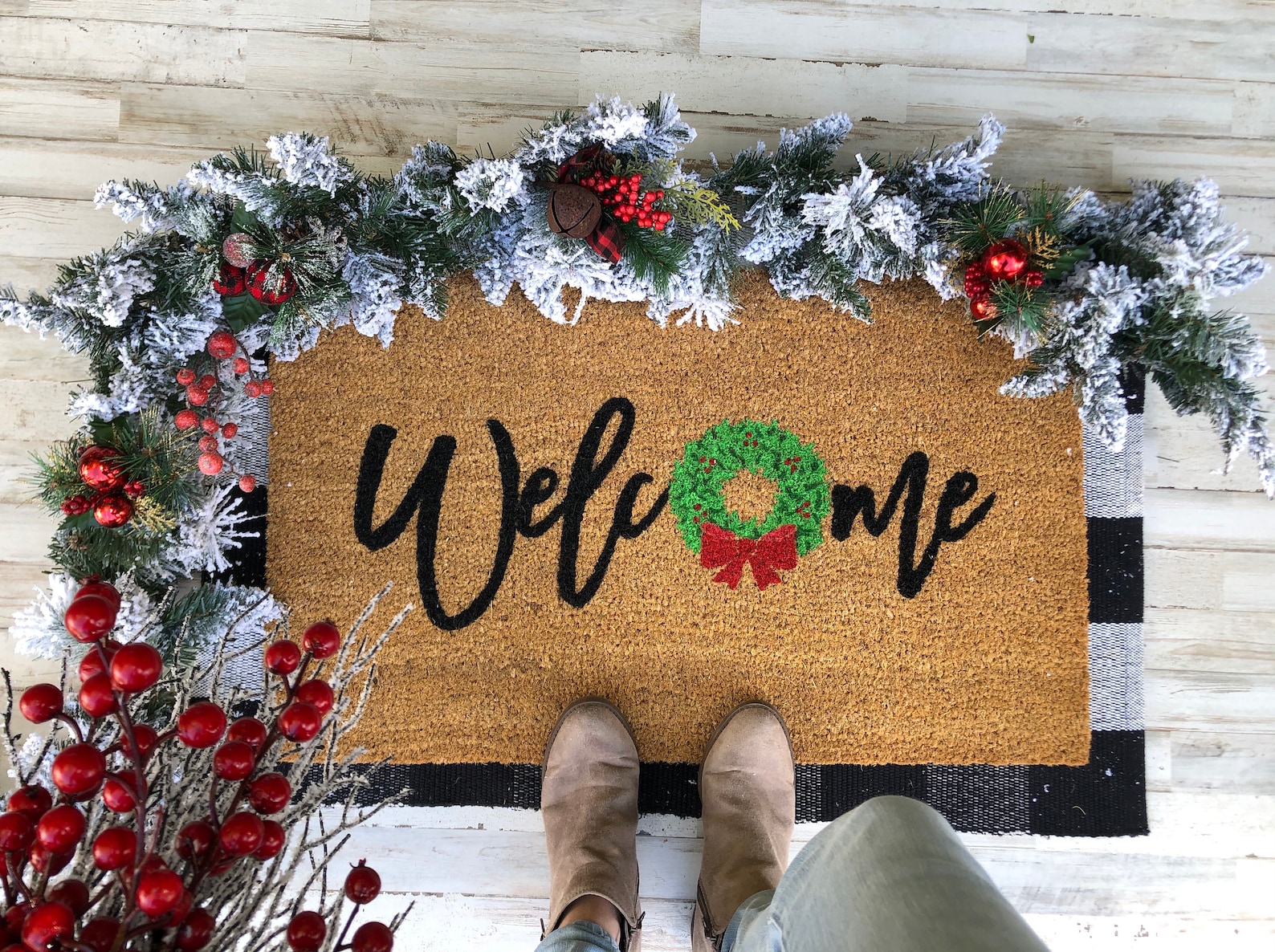 Welcome Christmas Christmas Doormat Christmas Decor Door | Etsy
