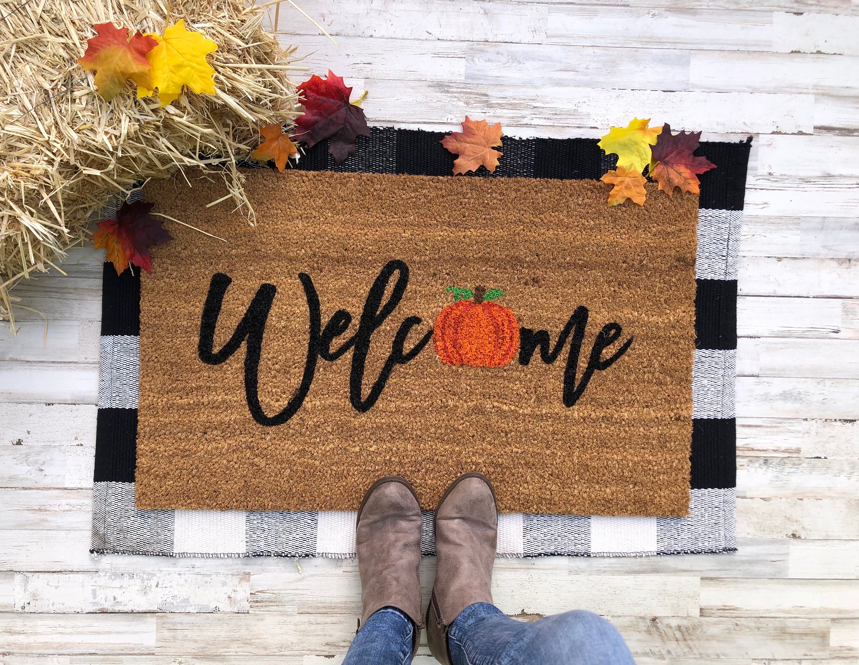 Welcome Fall Mat Halloween Doormat Welcome Mat Door Mat | Etsy