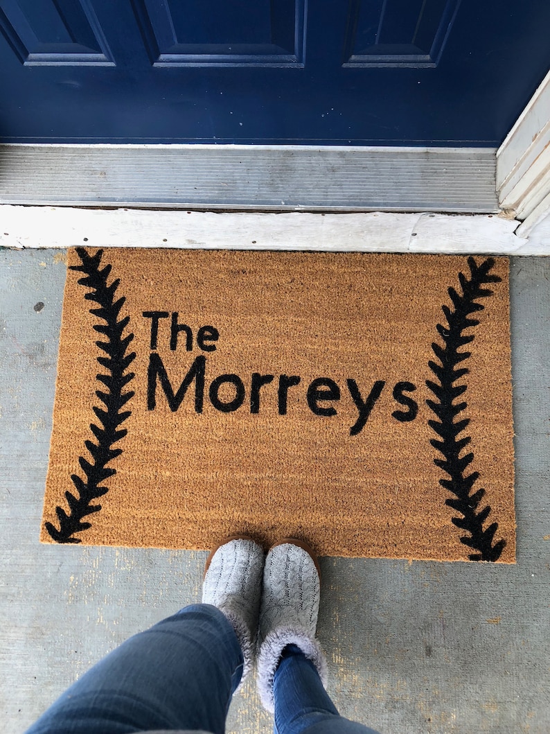 Baseball Style Doormat Personalized Doormat Housewarming | Etsy