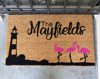 Flamingo Door Mat - Etsy