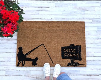 Gone Fishing Door Mat - Etsy