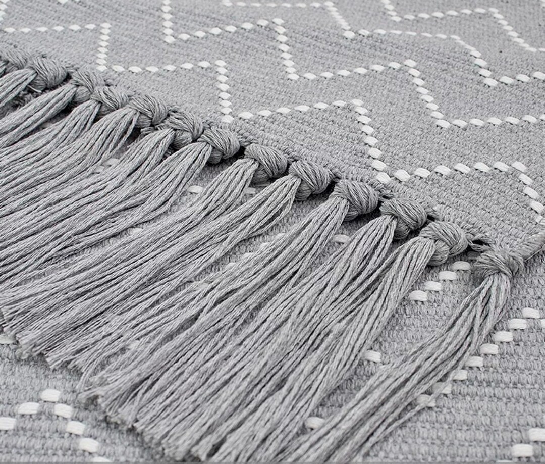 Gray Chevron Cotton Rug Layered Rug Indoor, Outdoor Floor Mat Washable ...
