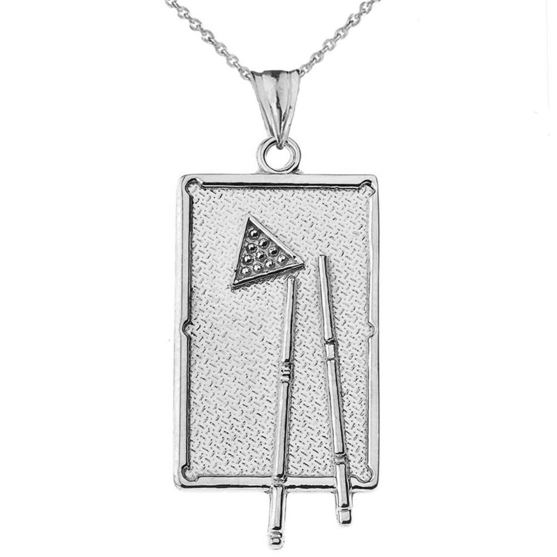 Billiards Pool Table Pendant Necklace in White Gold - Etsy