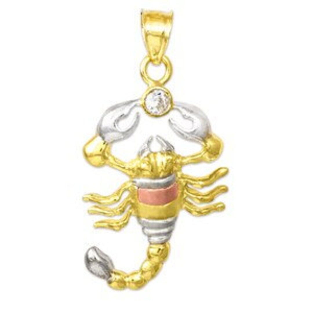 Tri-color Gold Cz Scorpion Charm Pendant - Etsy