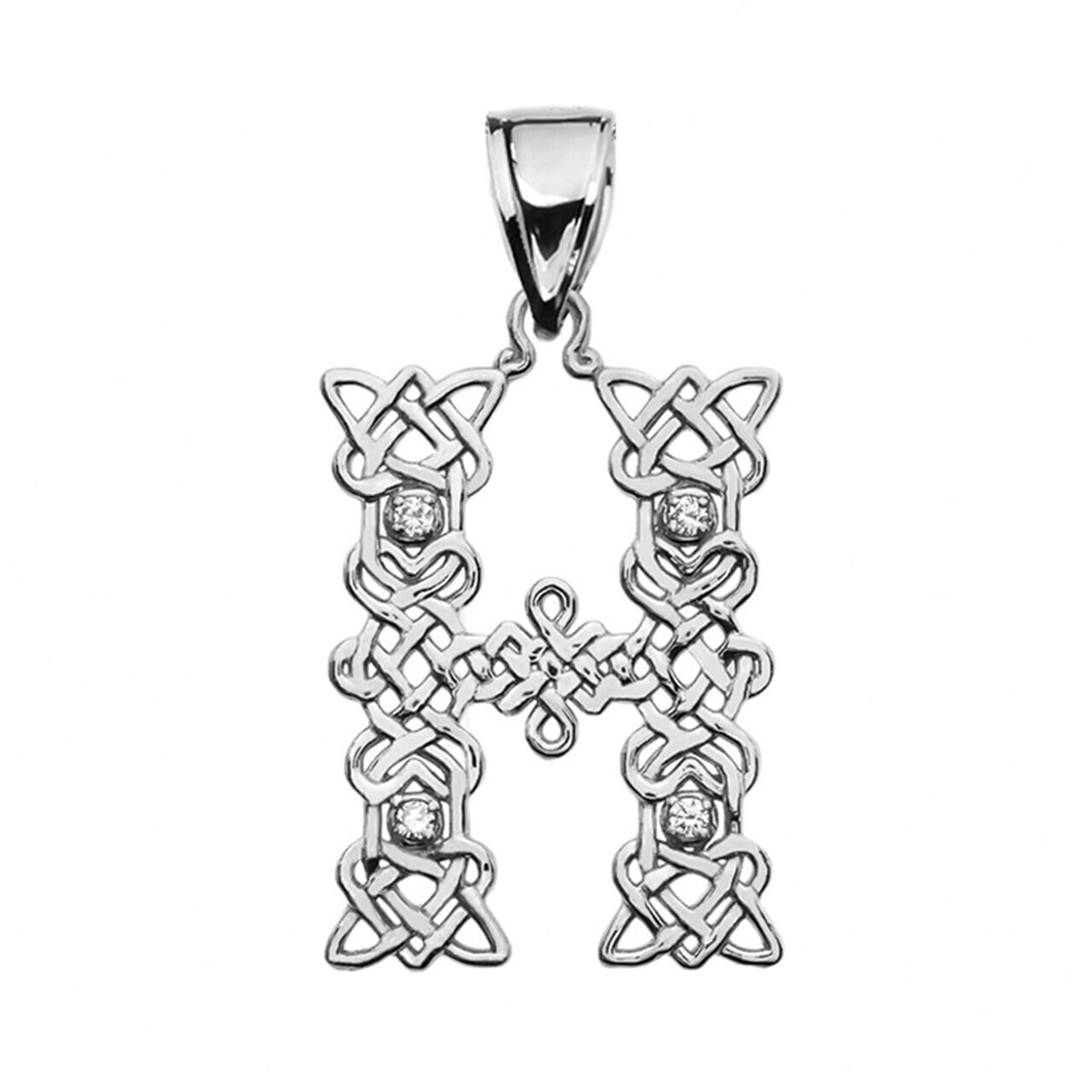 H Initial in Celtic Knot Pattern Sterling Silver Pendant - Etsy UK