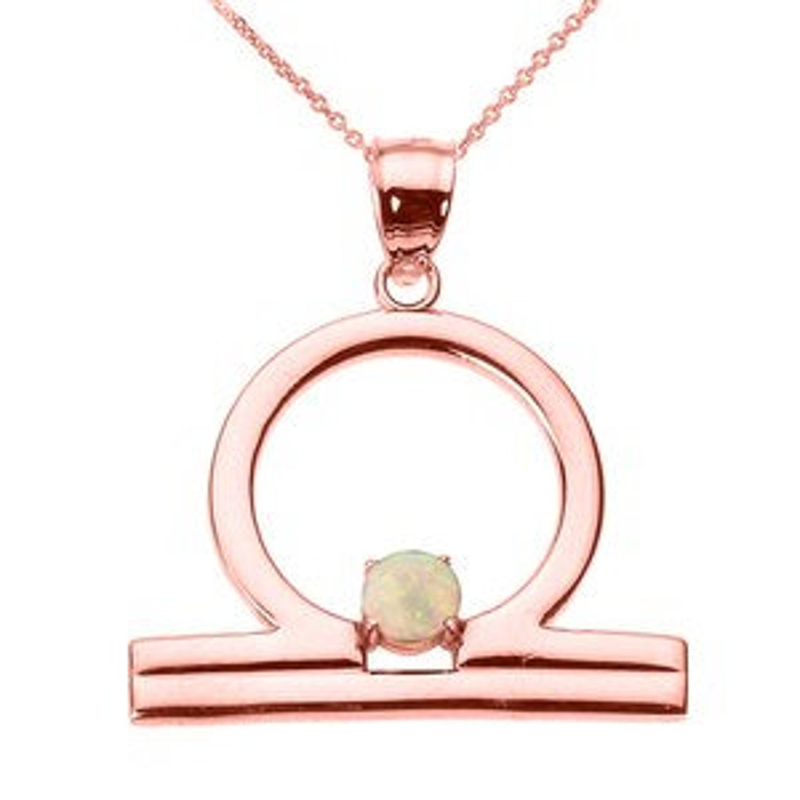 Rose Gold Libra Zodiac Sign October Birthstone Pendant - Etsy