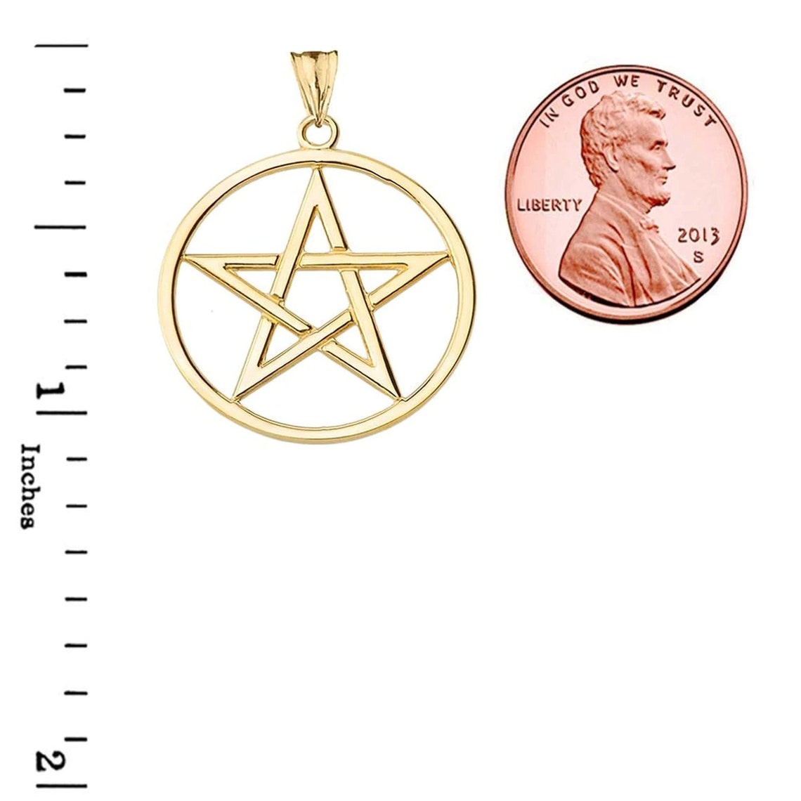 Pentagram Pendant Necklace in Yellow Gold - Etsy