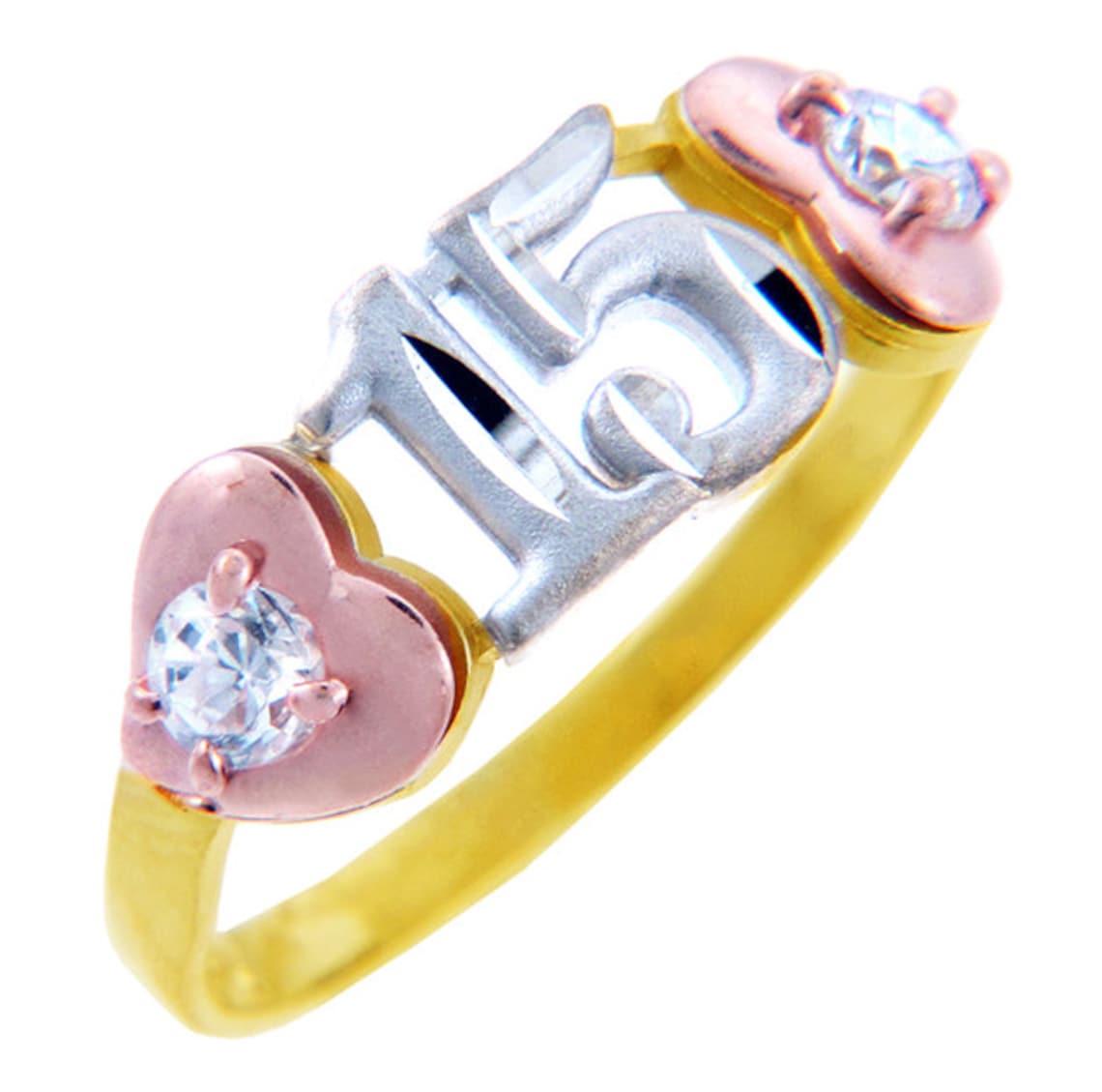 15 Años Ring Quinceanera Two Heart Ring With Cubic Zirconias - Etsy