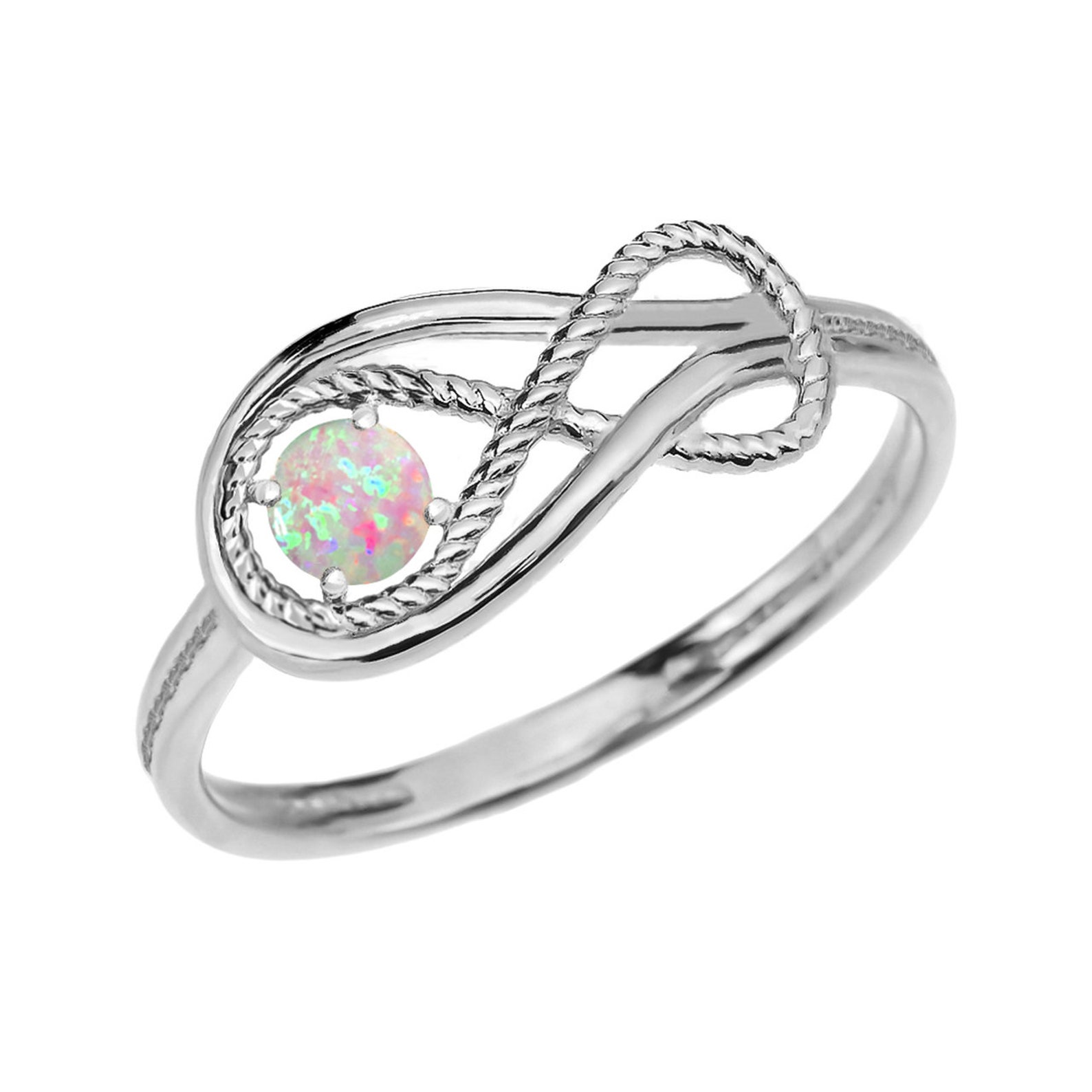 OCTOBER BIRTHSTONE OPAL Rope Infinity White Gold Ring - Etsy