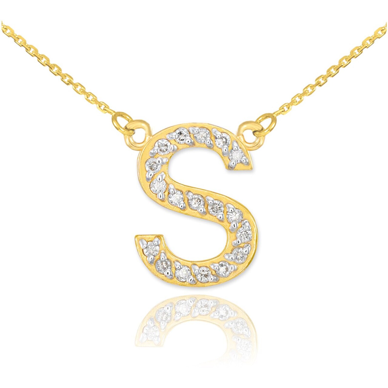 14k Gold Letter s Diamond Initial Necklace - Etsy