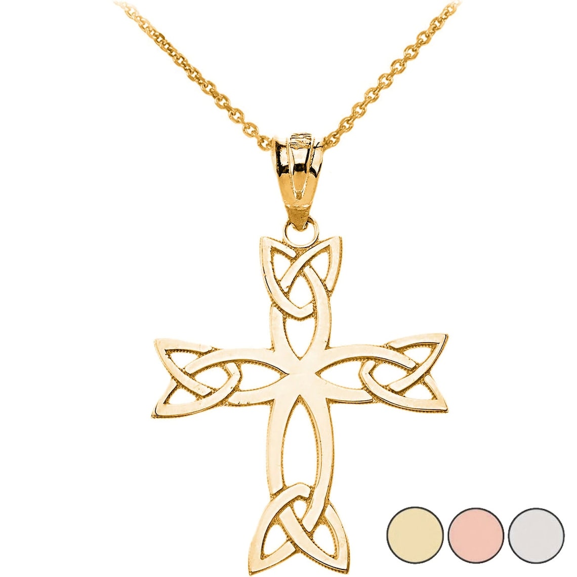 Celtic Trinity Cross Pendant Necklace in Solid Gold - Etsy