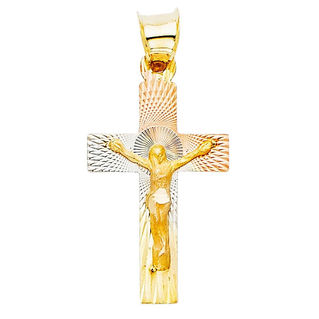 14k 3c Dc Crucifix Jesus Cross Stamp Religious Pendant - Etsy