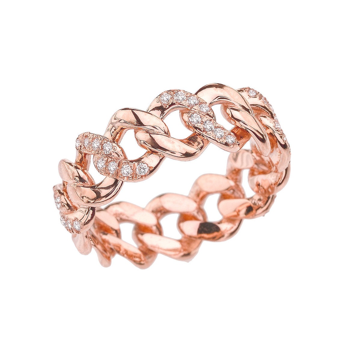 Rose Gold 7 Mm Diamond Cuban Link Band - Etsy