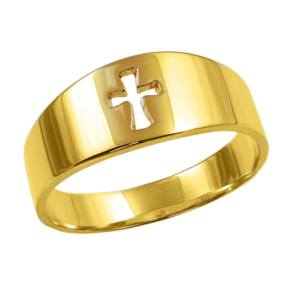 POLISHED GOLD Cut-out Cross Rings - Etsy