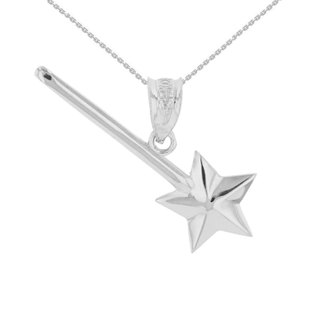 Sterling Silver Star Magical Wand Pendant Necklace - Etsy Australia
