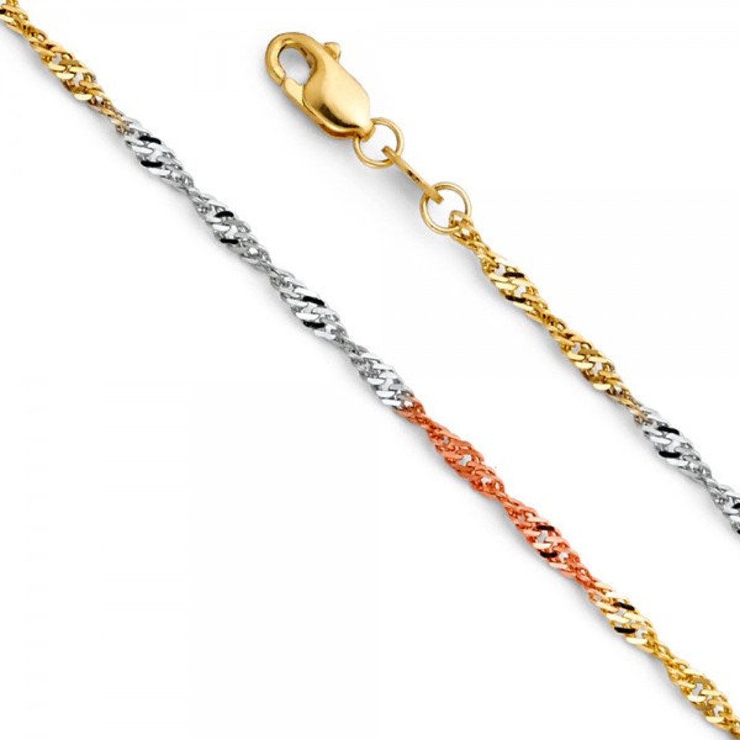 14k Gold 3 Color 1.8mm Singapore Chain - Etsy