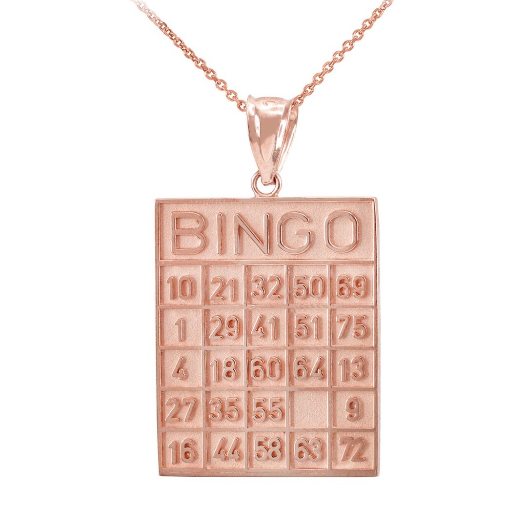 Rose Gold Bingo Card Square Tile Pendant Necklace - Etsy