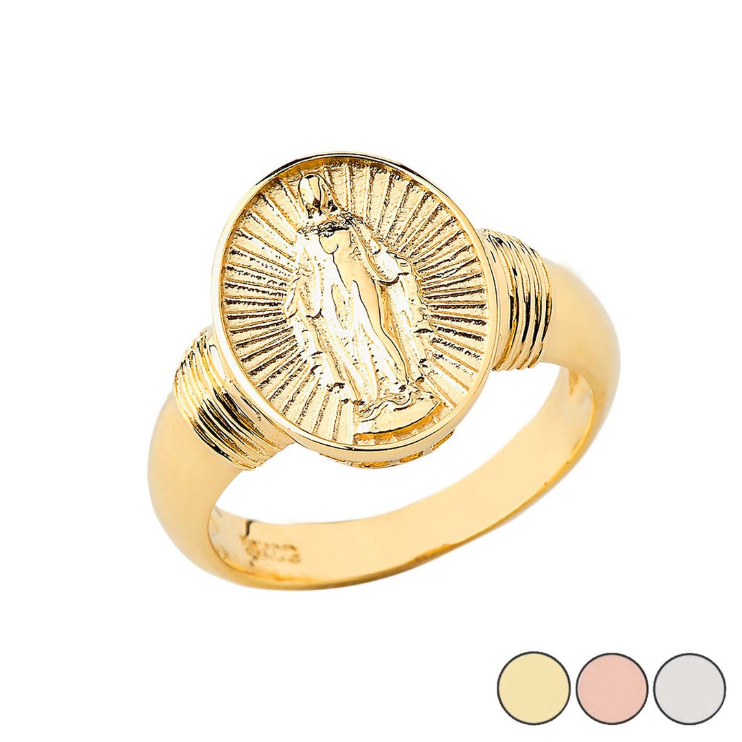 Virgin Mary Oval Ring in Solid Gold yellow/rose/white - Etsy