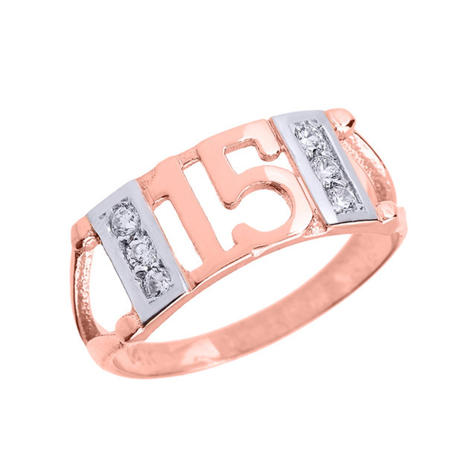 Rose Gold Sweet 15 Años Quinceanera Cz Ring Quinceanera Ring - Etsy