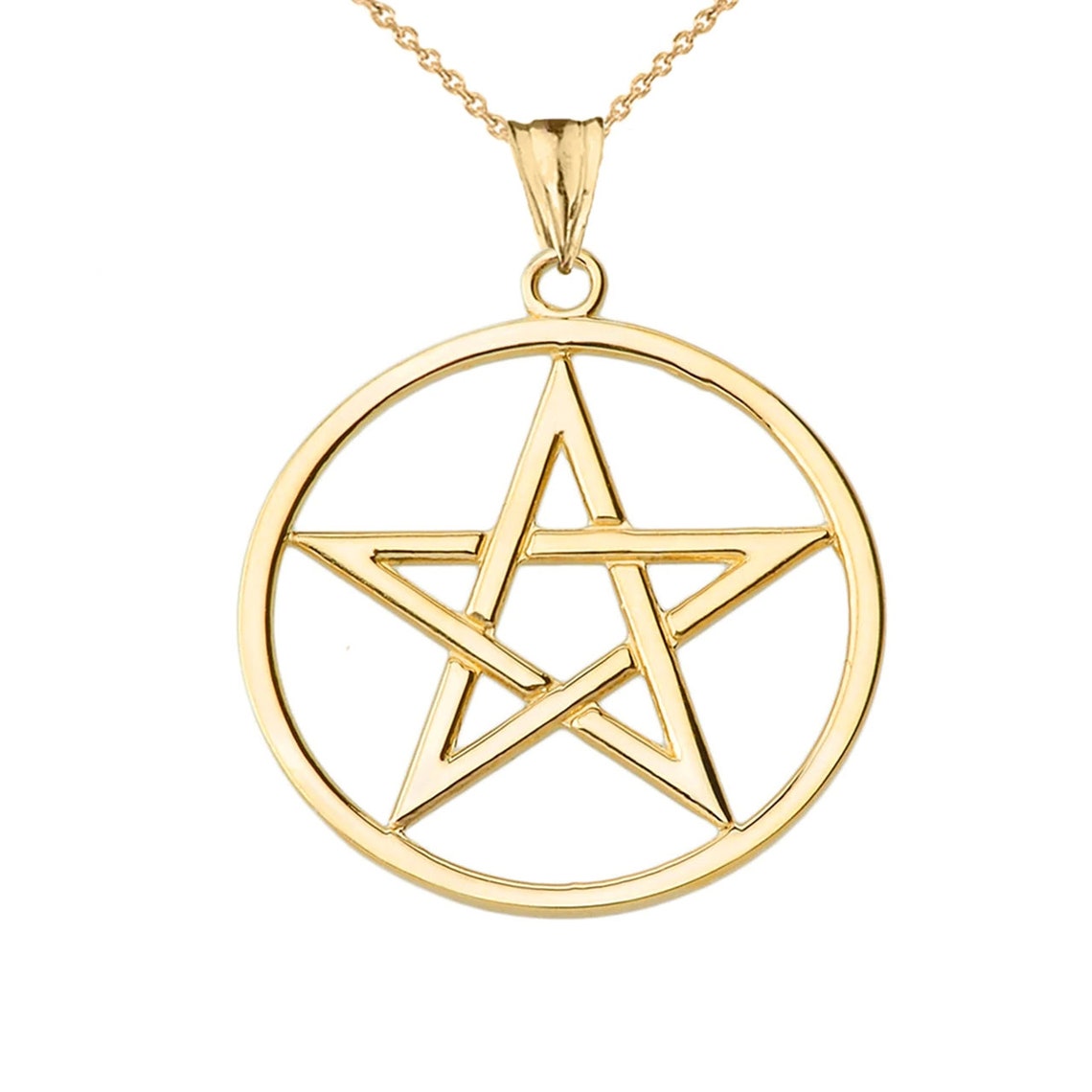 Pentagram Pendant Necklace in Yellow Gold - Etsy