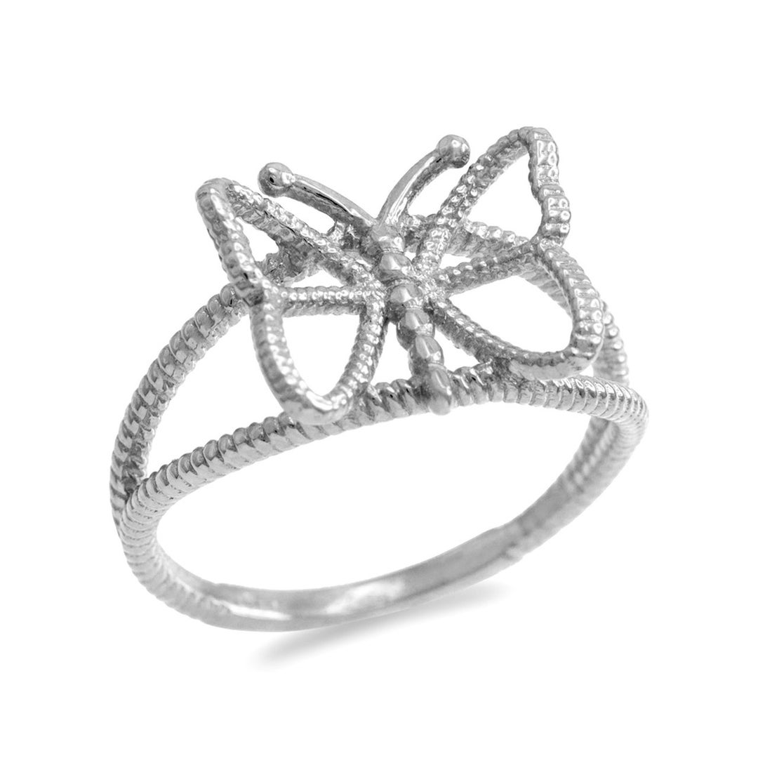 WHITE GOLD OPEN Design Sign Butterfly Ring - Etsy