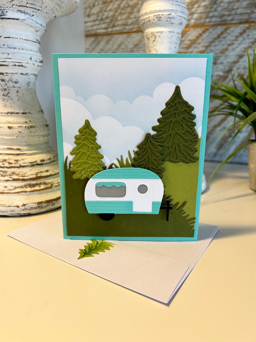 Summer Camping Card, Handmade Blank Card, Camper Card, Any Occasion ...