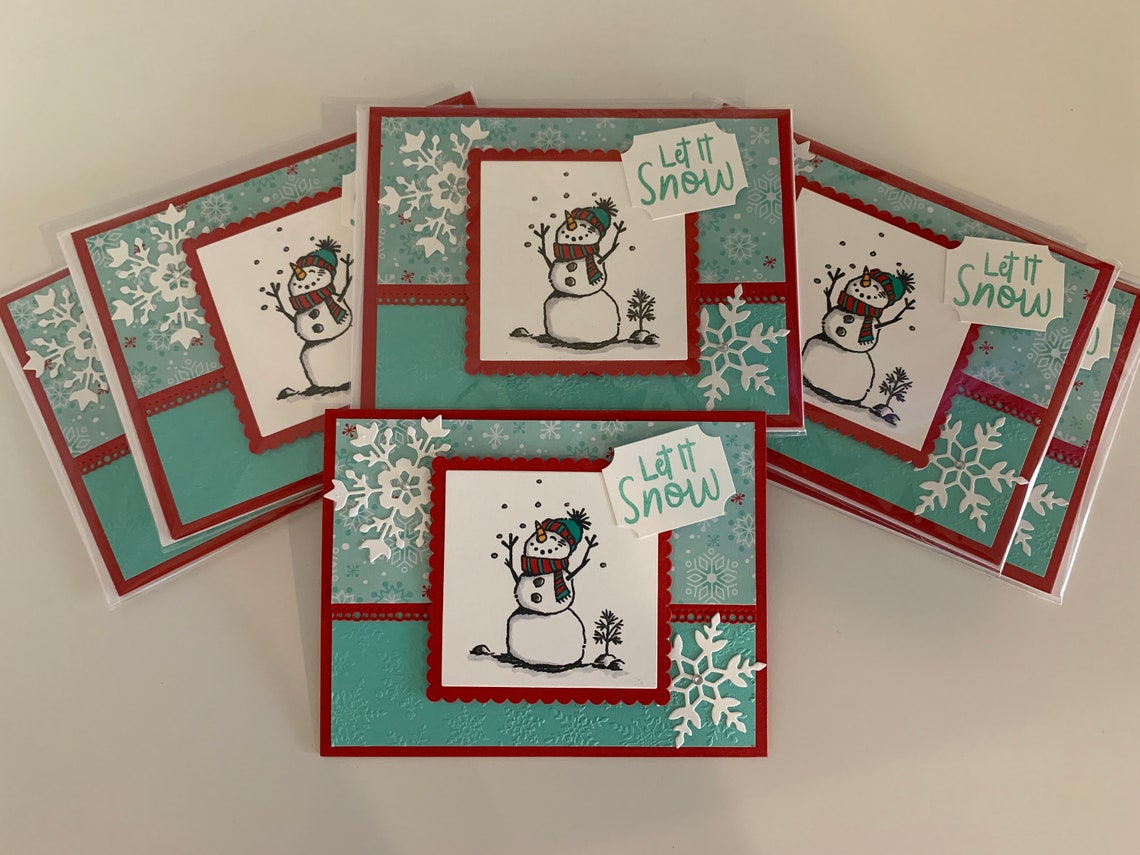 Handmade Snowman Christmas Cards - Etsy