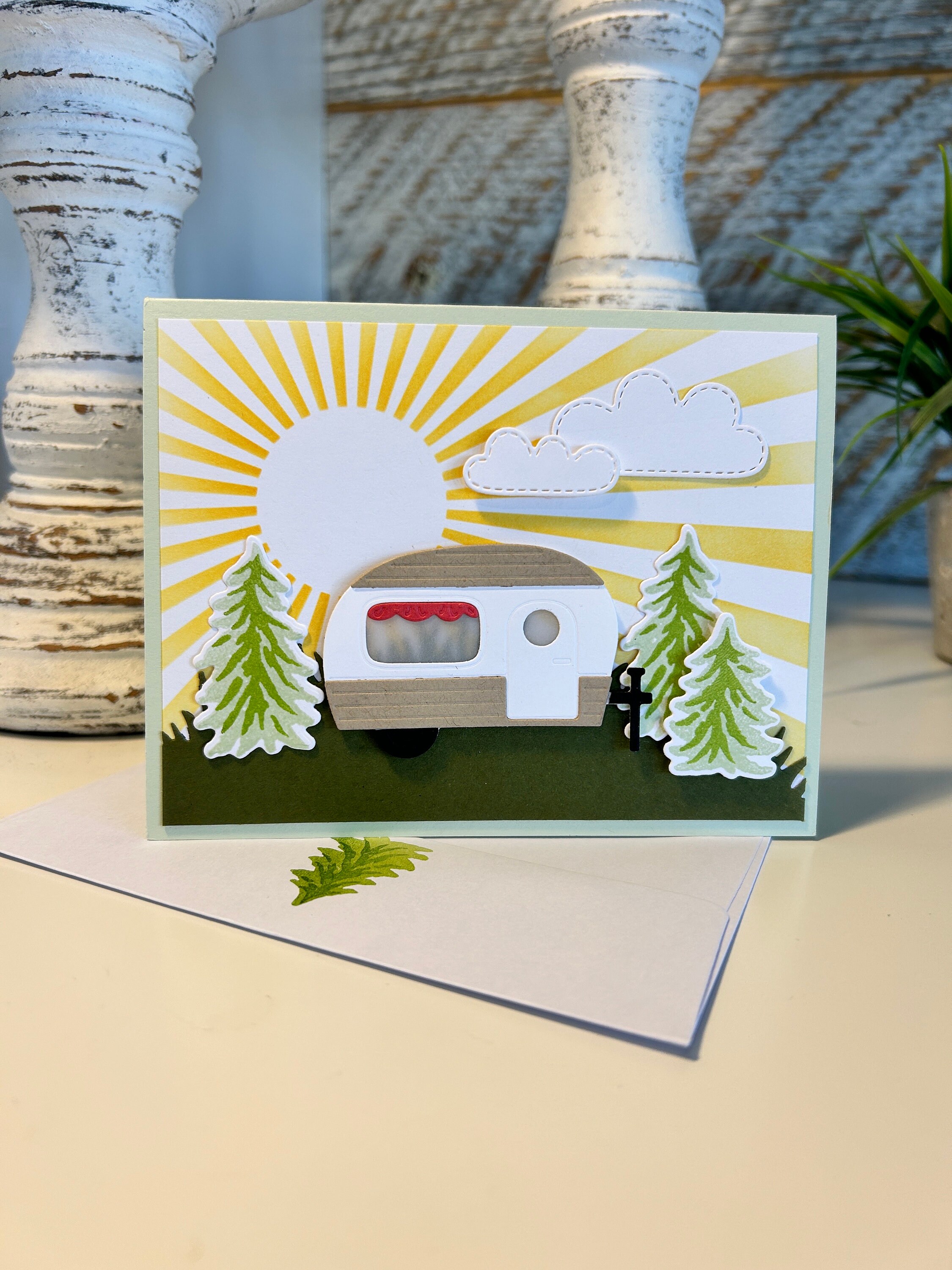 Summer Camping Card, Handmade Blank Card, Camper Card, Any Occasion ...