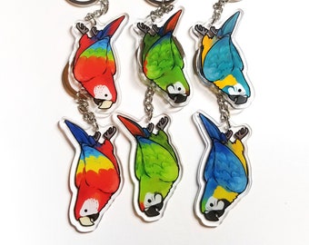 Dangling Mini Macaw Keychain hahn's & Yellow-collared Macaw - Etsy
