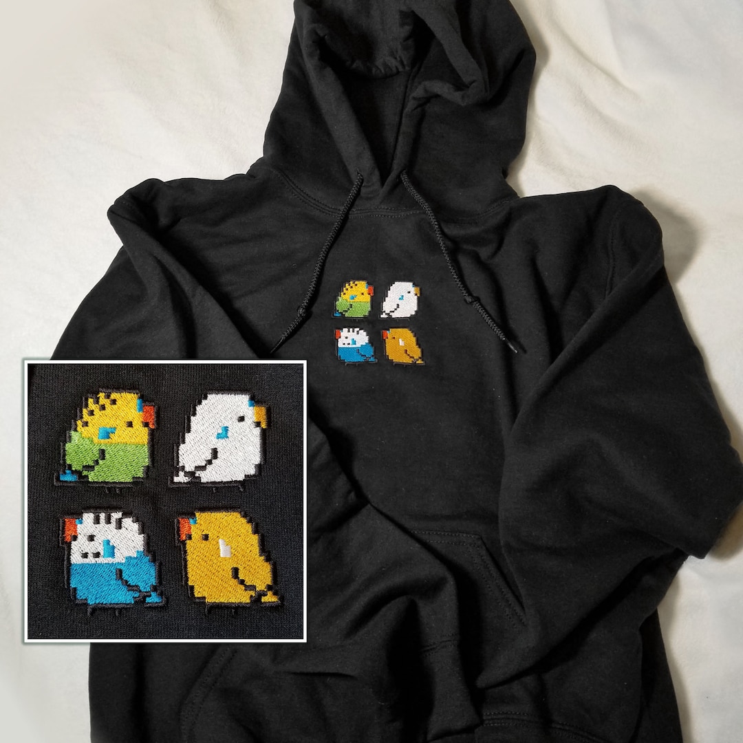 Pixel Parakeets Embroidered Sweatshirt / Hoodie - Etsy