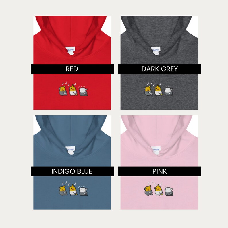 Pixel Cockatiels Embroidered Sweatshirt / Hoodie - Etsy