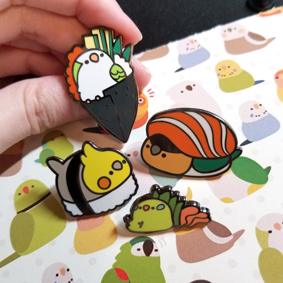 Bird Sushi Enamel Pins 4 Types | Etsy
