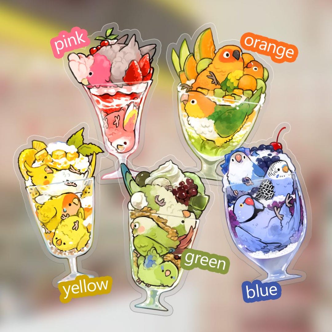 Bird Parfait Clear Stickers - Etsy