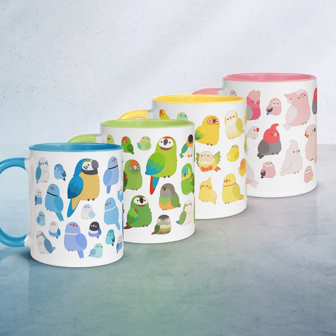 Colorful Bird Accent Mugs - Etsy