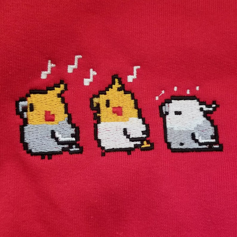 Pixel Cockatiels Embroidered Sweatshirt / Hoodie - Etsy