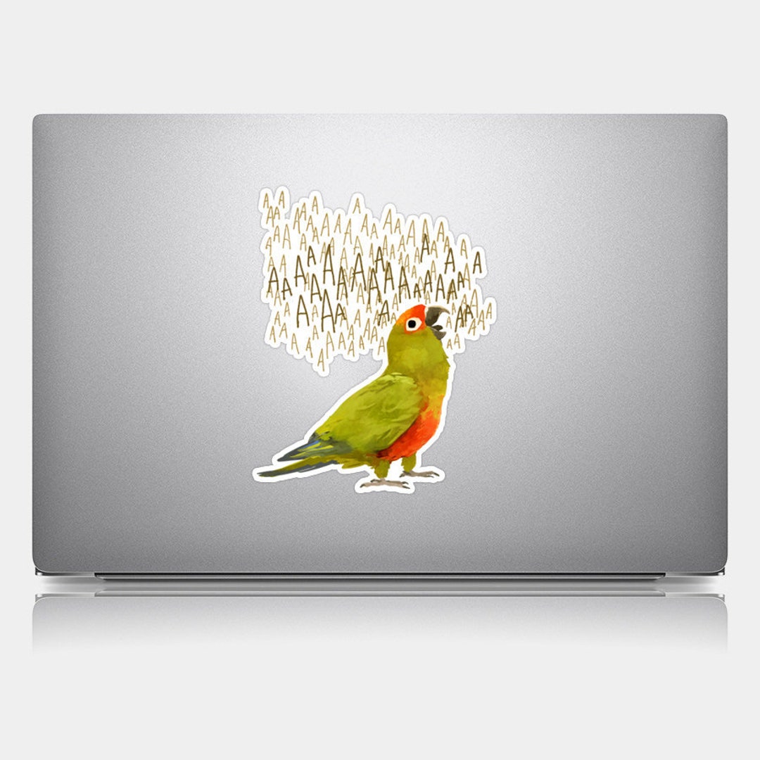 Screaming Gold-capped Conure Vinyl Sticker (note: This Green Came Out a ...