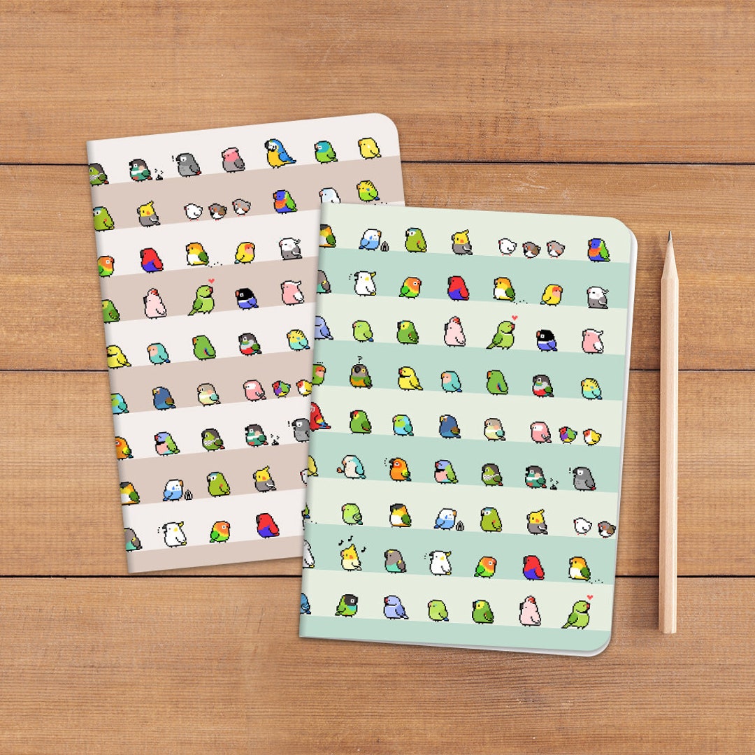 8-bit Birbs Blank Notebook | 5.5"x7.5" | 48 Pages - Etsy