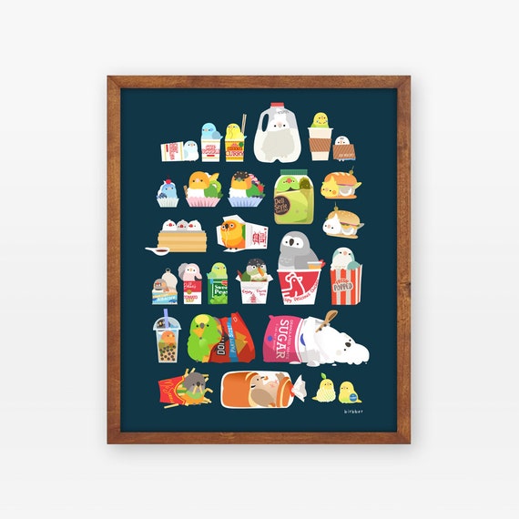 Food Packaging Birds Poster | Etsy