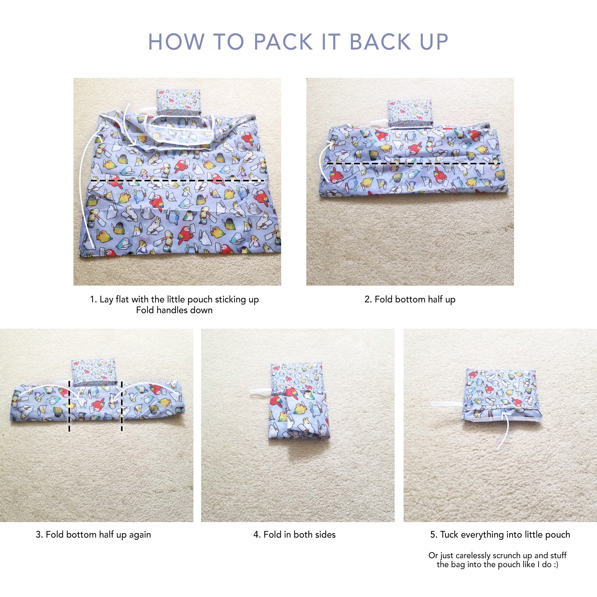 Bird Blobs Reusable Grocery Bag Etsy