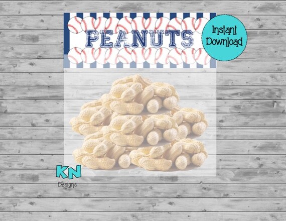 INSTANT DOWNLOAD Baseball Peanut Treat Bag Topper Peanut | Etsy