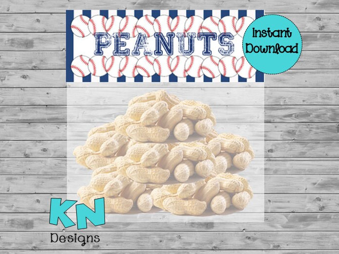 INSTANT DOWNLOAD Baseball Peanut Treat Bag Topper Peanut Treat Topper ...