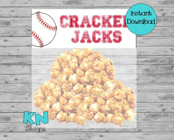 INSTANT DOWNLOAD Baseball Cracker Jack Treat Bag Topper - Etsy