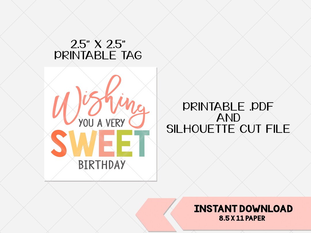 Happy Birthday Tag Sweet Treat Birthday Wishes Silhouette - Etsy