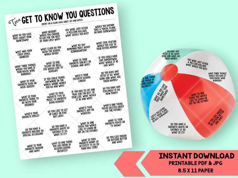Teen Beach Ball Get to Know You Ice Breaker Game Youth Game - Etsy
