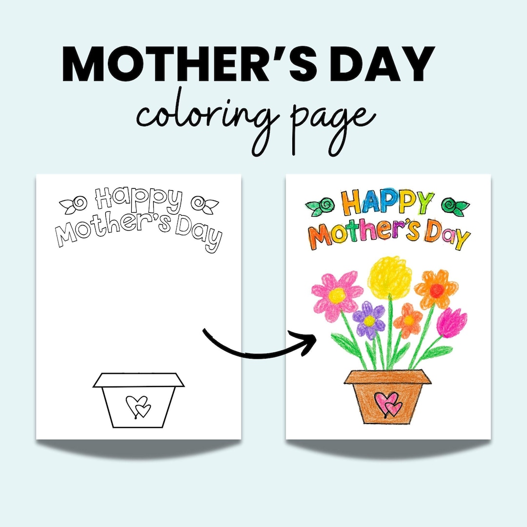 Mother’s Day Coloring Page for Kids | Cute Flower Pot Printable ...